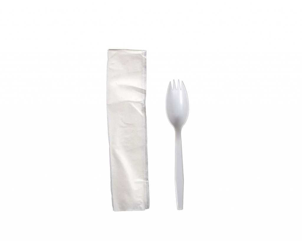 “ON THE GO CUTLERY” 2-pc MEDIUM Cutlery Kit, Spork, Straw & Napkin ...